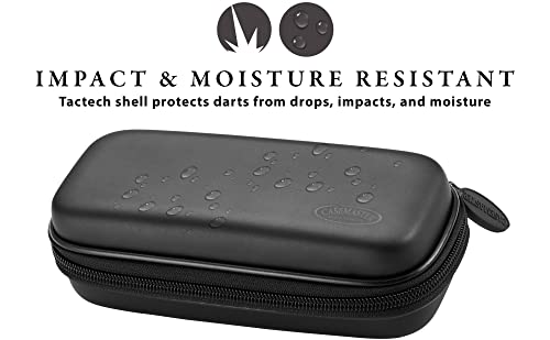 Casemaster Sentry 6 Dart Case Slim, Holds Extra Accessories, Tips, Shafts and Flights, Compatible with Steel Tip and Soft Tip Darts, Impact & Water Resistant TacTech Shell, Blue Zipper