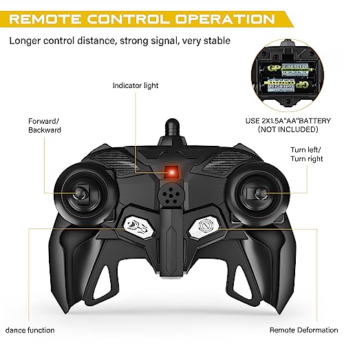 Remote Control Car, Toy for 3-8 Year Old Boy, 360° Rotating RC Deformation Robot Car Toy with LED Light, Transform Robot RC Car Age 3 4 5 6 7 8-12 Year Old for Kid, Boys Girls Birthday Gift (Yellow)