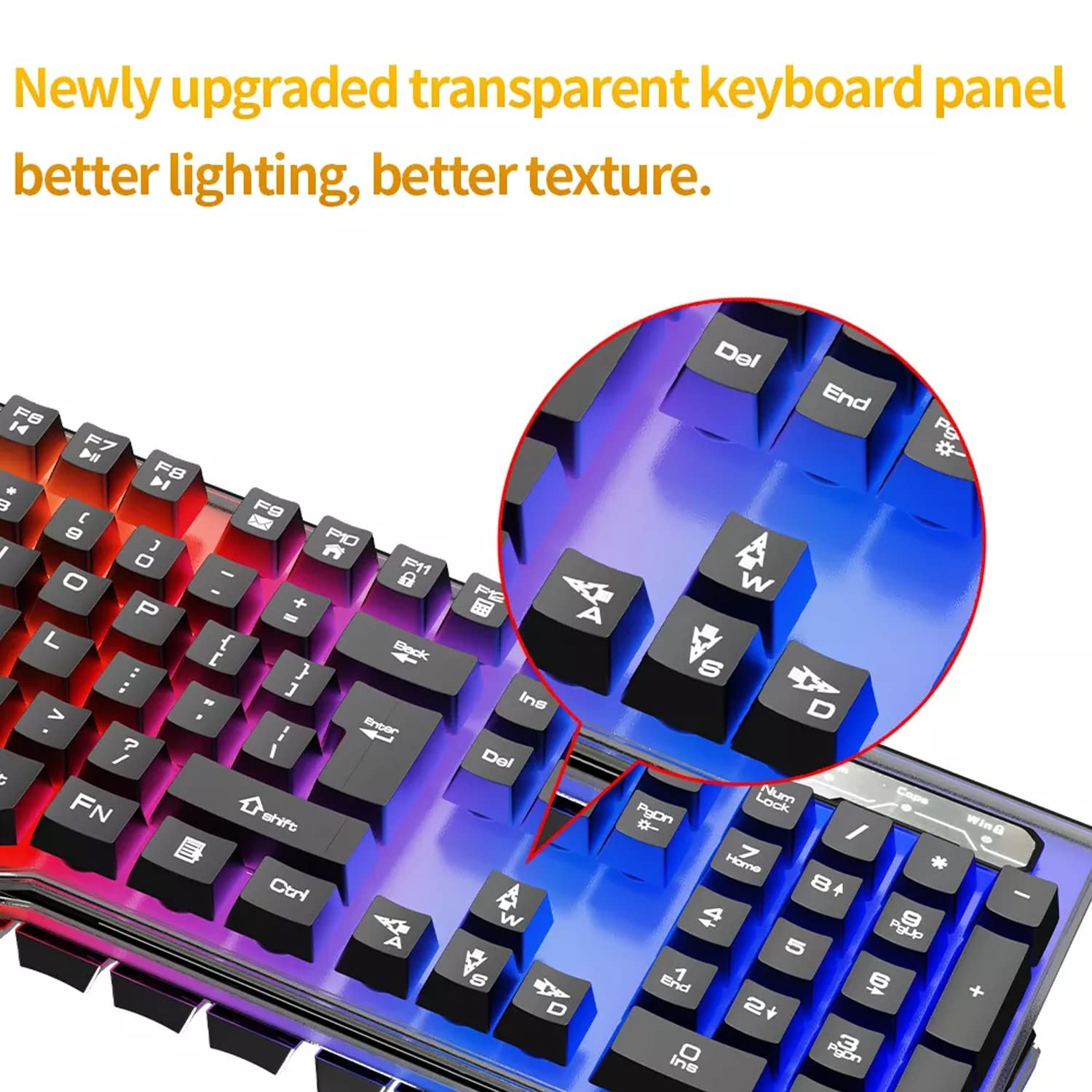 EXHNLE Gaming Keyboard and Mouse Combo, RGB Backlit Mini Keyboard, 3200 DPI Mouse, 104 Keys USB Ergonomic Keyboard, for PC Computer Gamer