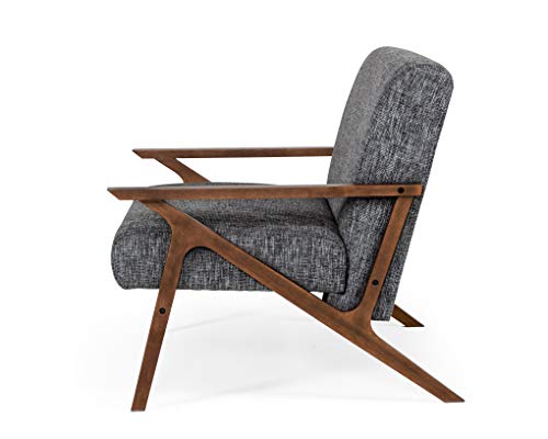 Limari Home Csilla Collection Mid-Century Style Fabric Upholstered Loveseat with Solid Rubberwood Frame in Walnut, Gray