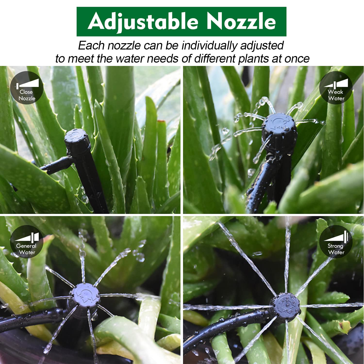 Flantor Drip Irrigation Kit, Irrigation System Garden Watering System with 26ft 1/2 inch and 200ft 1/4 inch Blank Distribution Tubing, Automatic Drip Irrigation with 6-Way Connector and Adjustable