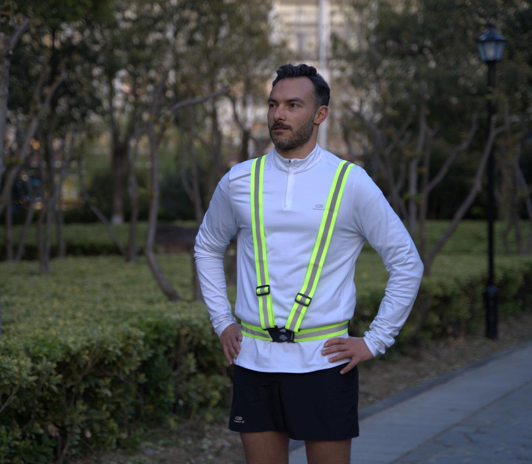 Dazonity High Visibility Safety Vest,Lightweight,Adjustable & Elastic Vest,Hi Vis Reflective Strips, Fit for Men & Women, Construction,Cycling, Runnning, Surveyor, (Yellow)