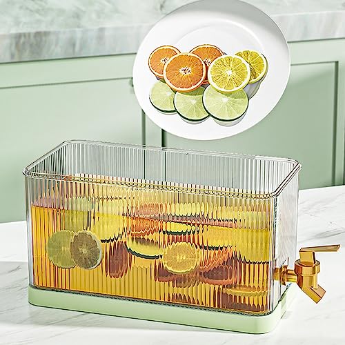 Large Capacity Summer Household Thickened,Frigerator Cold Kettle,Environmental & Reusable Cold Water Bottle With Faucet Fruit Teapot Lemonade Bucket (Green)