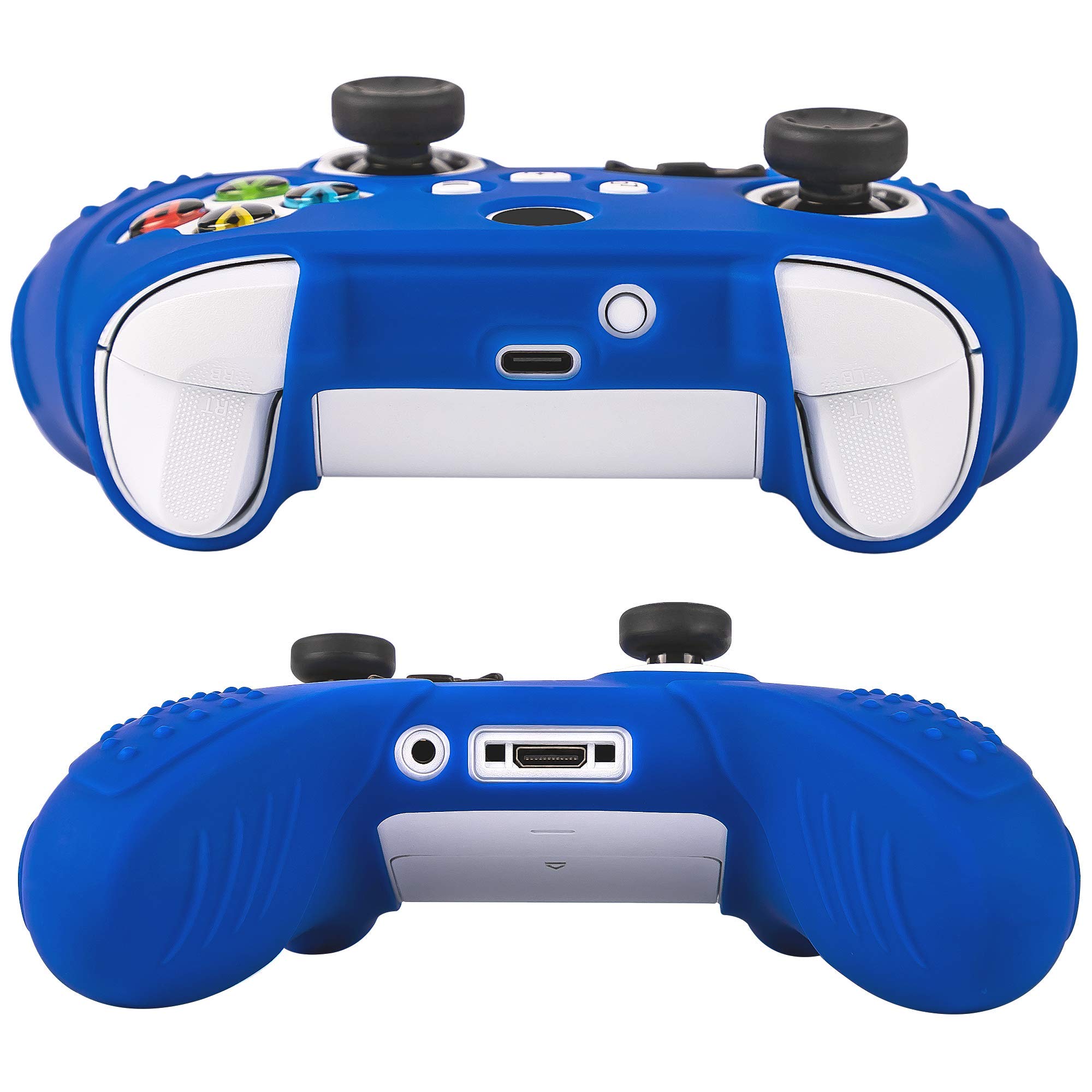 CHIN FAI Silicone Skin Grip Cover for Xbox Series X Controller, Anti-Slip Protective Case fits Xbox Series X/S Controller with 4 Thumb Grips (Blue)