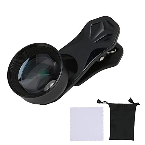 Phone Camera Lens, 2X HD Clip on Cell Phone Lens with Storage Bag and Wiping Cloth, Portable Smartphones Lens for Photography
