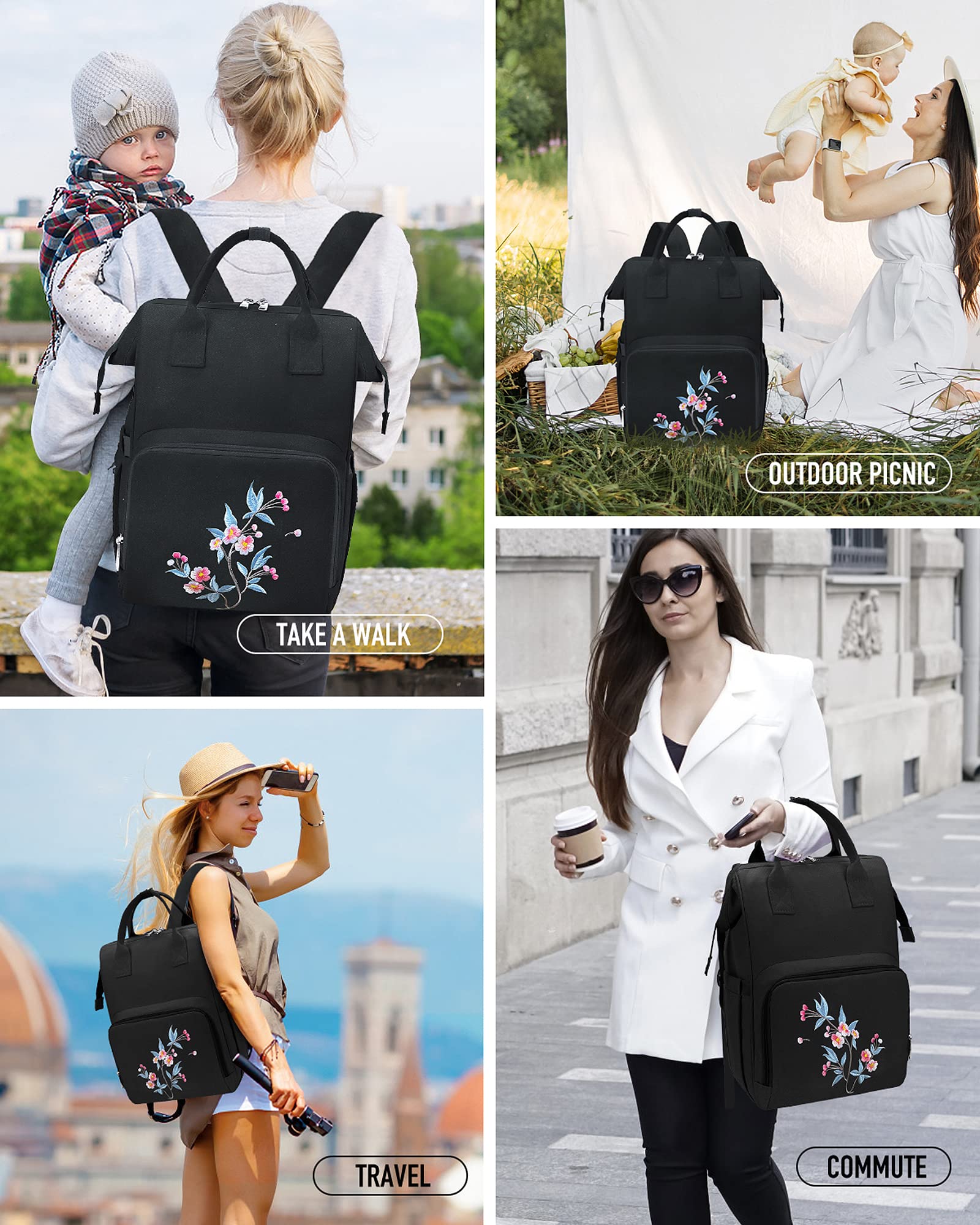 Fyzeoty Diaper Bag Backpack - Pañaleras Para Bebe,Diaper Backpack for Mom Dad and Baby Girl Boys,Embroidered,Lightweight,Large,Waterproof