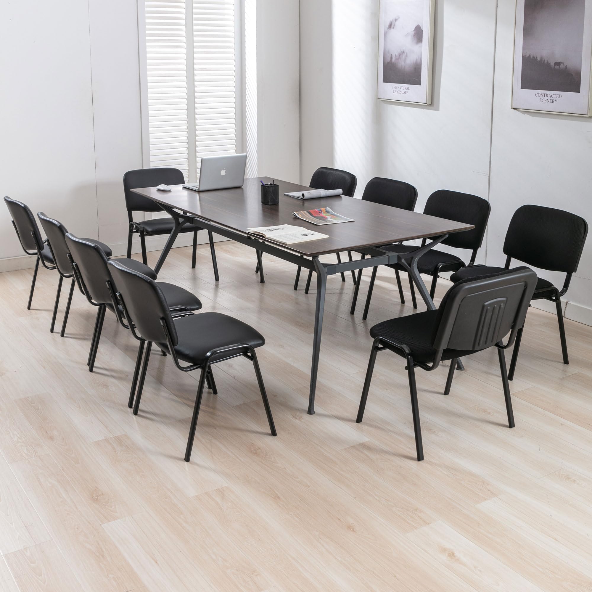 DM Furniture Conference Chairs, 5 Pack Stackable Reception Chairs PU Leather Guest Chairs for Events, Office, Reception Area, Hotel, Hall, Community Centers, Home, Set of 5