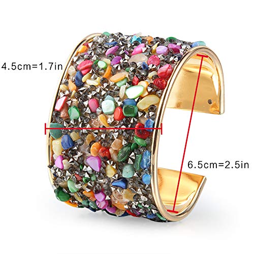 Rhinestone Collar Gold Alloy Metal Necklace For Women Stone Bangle Earring Jewelry Accessories 3pcs Sets (3pcs colorful sets)