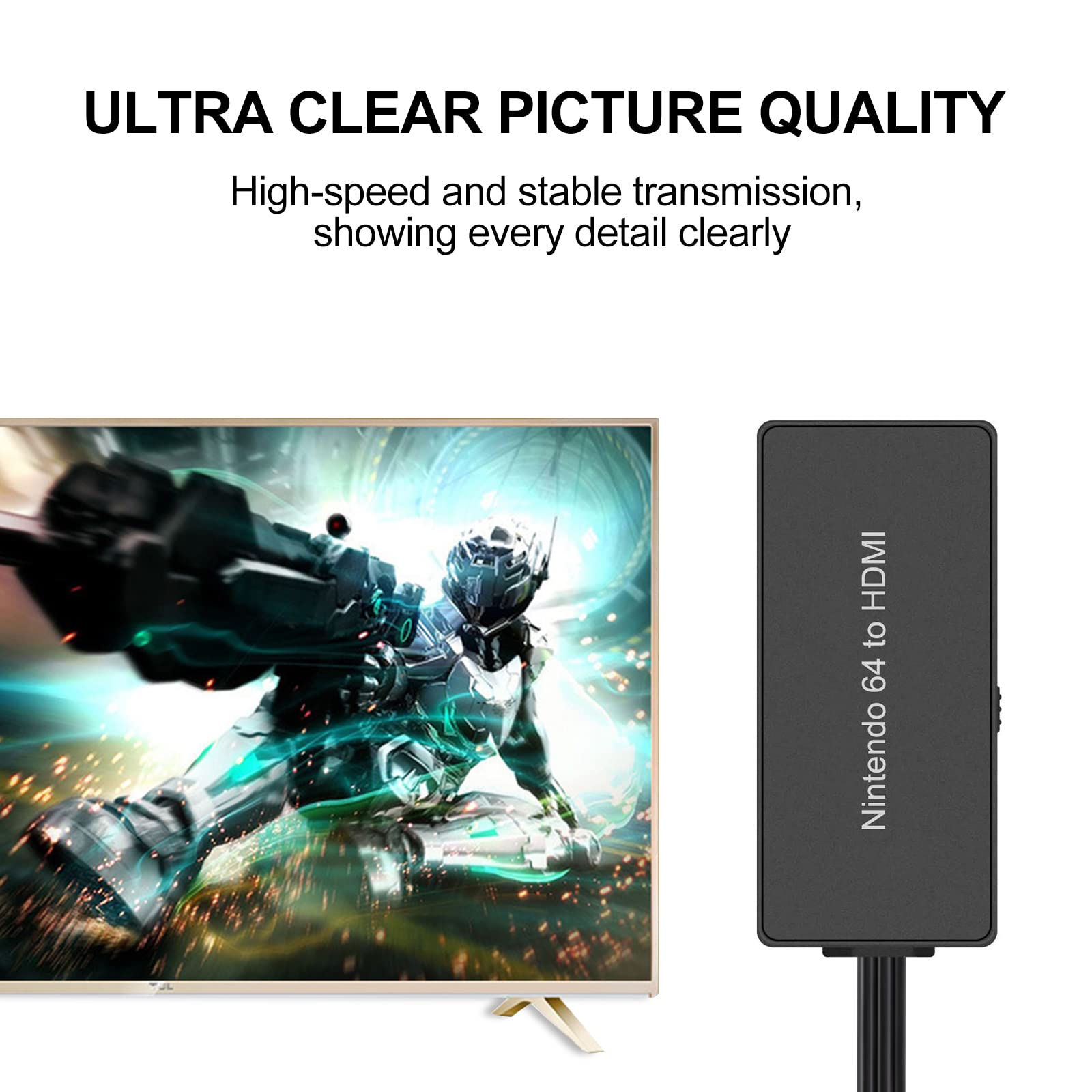 Compatible with Nintendo 64 to HDMI Adapter, Support 16:9 and 4:3 Convert,N64 to HDMI, HDMI Cable for N64 & Super SNES and NGC