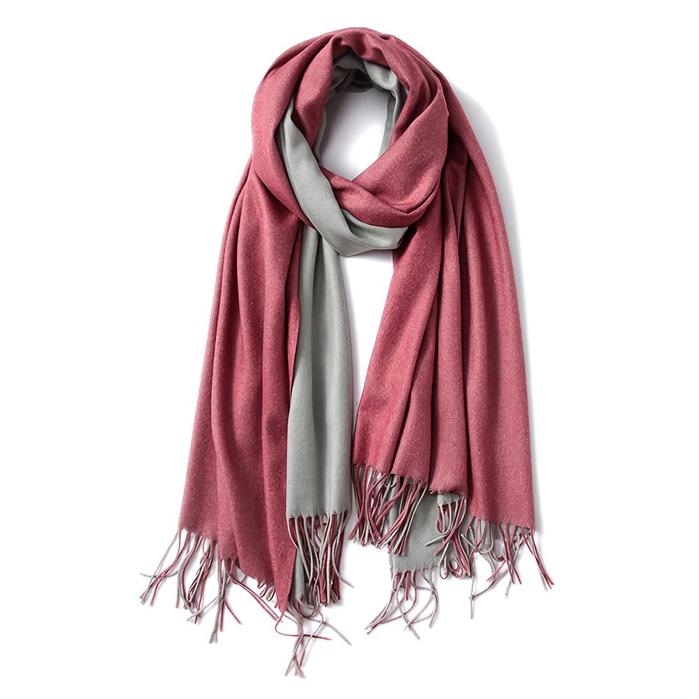 Cashmere Feel Warm 2 Tone Shawl - Oversized 78"x28" Wrap Scarf (Dark Grey and Grey)