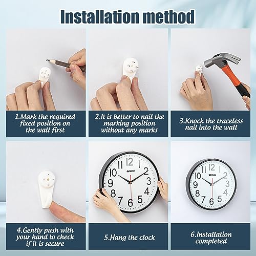 QPEUIM Wall Clock Wall Clocks Silent Non-Ticking Battery Operated Large Easy to Read with Stereoscopic Dial Ultra-Quiet Movement Quartz for Office Classroom School Home Kitchen (10 inches)