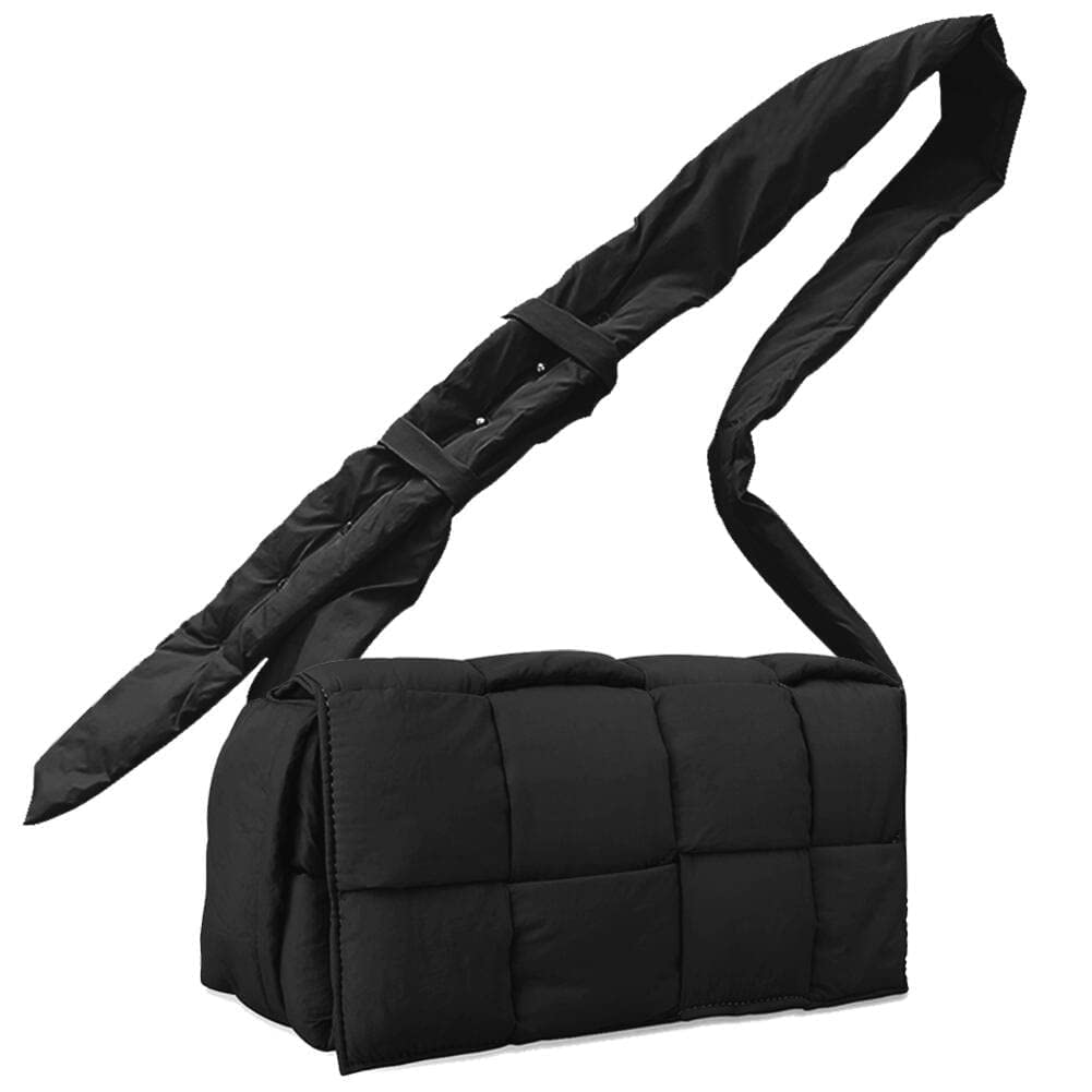 E Puffer Woven Bag for Women Cotton Padded Designer Crossbody Bags Woven Purse Shoulder Bag