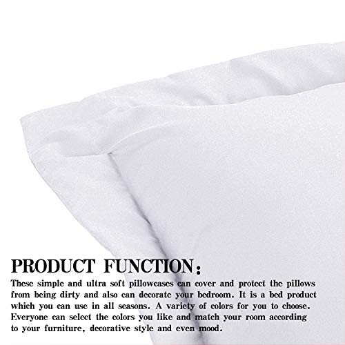 NTBAY 100% Brushed Microfiber Standard Pillow Shams Set of 2, Super Soft and Cozy, Wrinkle, Fade, Stain Resistant 20x26 Inches Oxford Pillowcases, White