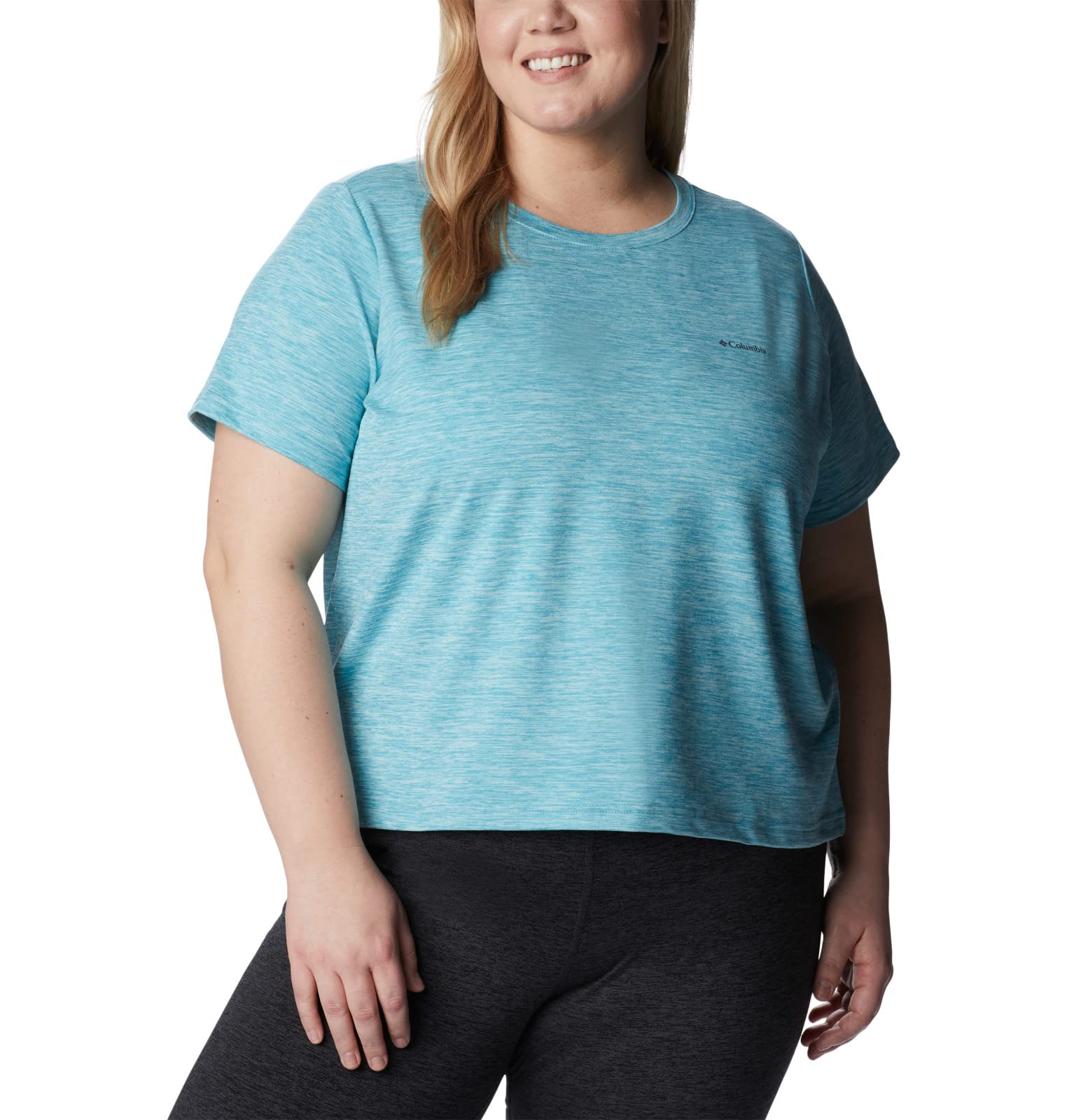 Columbia Women's Weekend Adventure Short Sleeve, Dark Nocturnal Heather, Large
