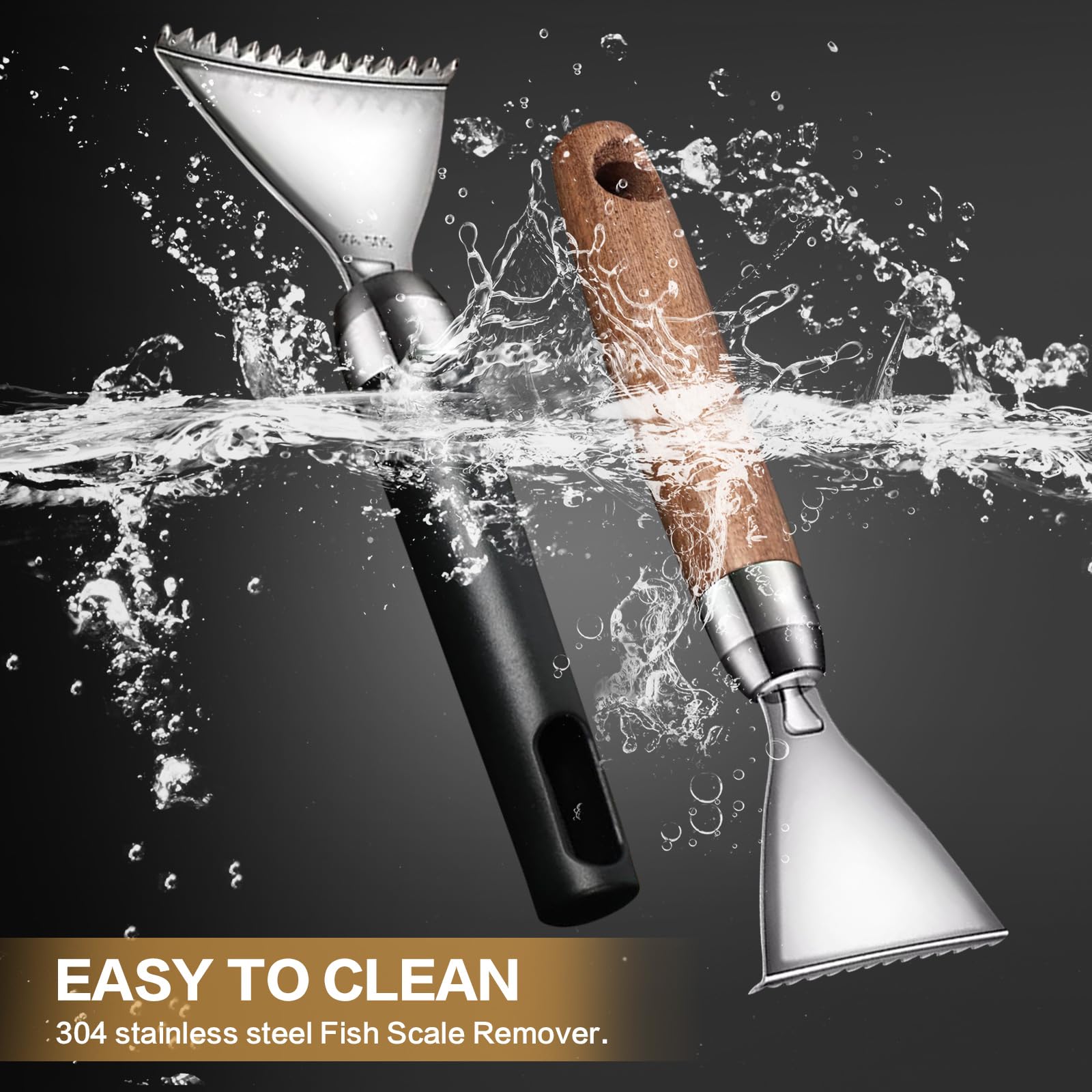 Fish Scale Remover, 2PCS Fish Scaler Remover, Sharp Fish Descaler Tool, Stainless Steel Fish Scaler Machine, 2024 New Fish Cleaner, Portable Fish Scaler Tool, Fish Skin Remover for Kitchen, Chef