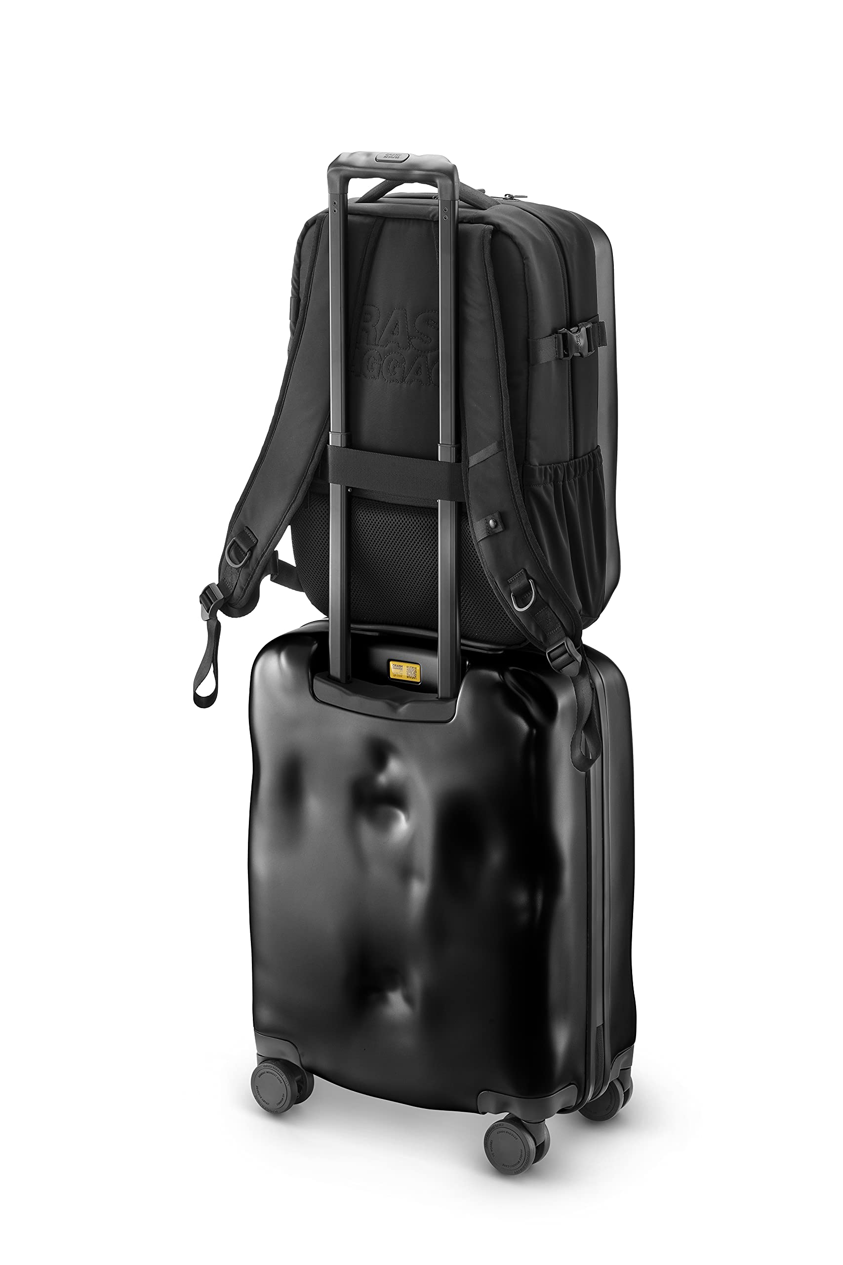 CRASH BAGGAGE Iconic Backpack | Black | 29L | Features a Rigid & Protective Dented Shell to Protect Your Items
