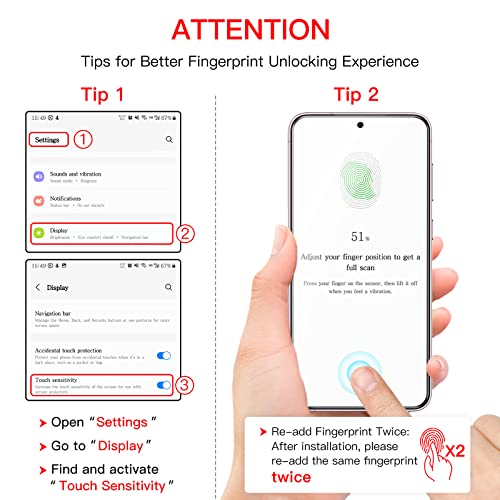 JETech Screen Protector for Samsung Galaxy S23+ / S23 Plus 5G 6.6-Inch with Camera Lens Protector, Tempered Glass Film, Fingerprint ID Compatible, HD Clear, 2-Pack Each