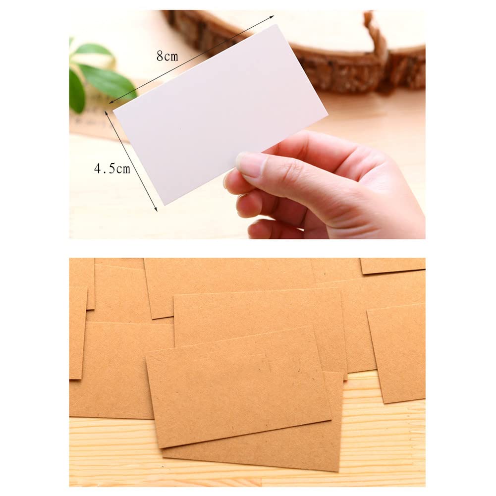 CREATIVE HOBBIES 100pcs Kraft Paper Double-Sided Blank Cards Business Cards Word Card Message Card DIY Gift Cards for Handwriting Doodle White 100 Sheets