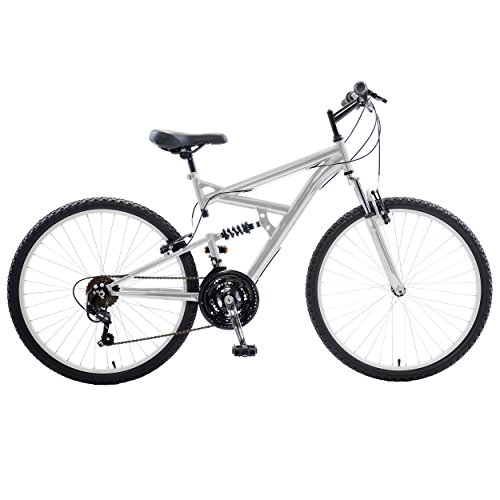 Cycle Force Dual Suspension Mountain Bike, 26 inch wheels, 18 inch frame, Men's Bike, Silver