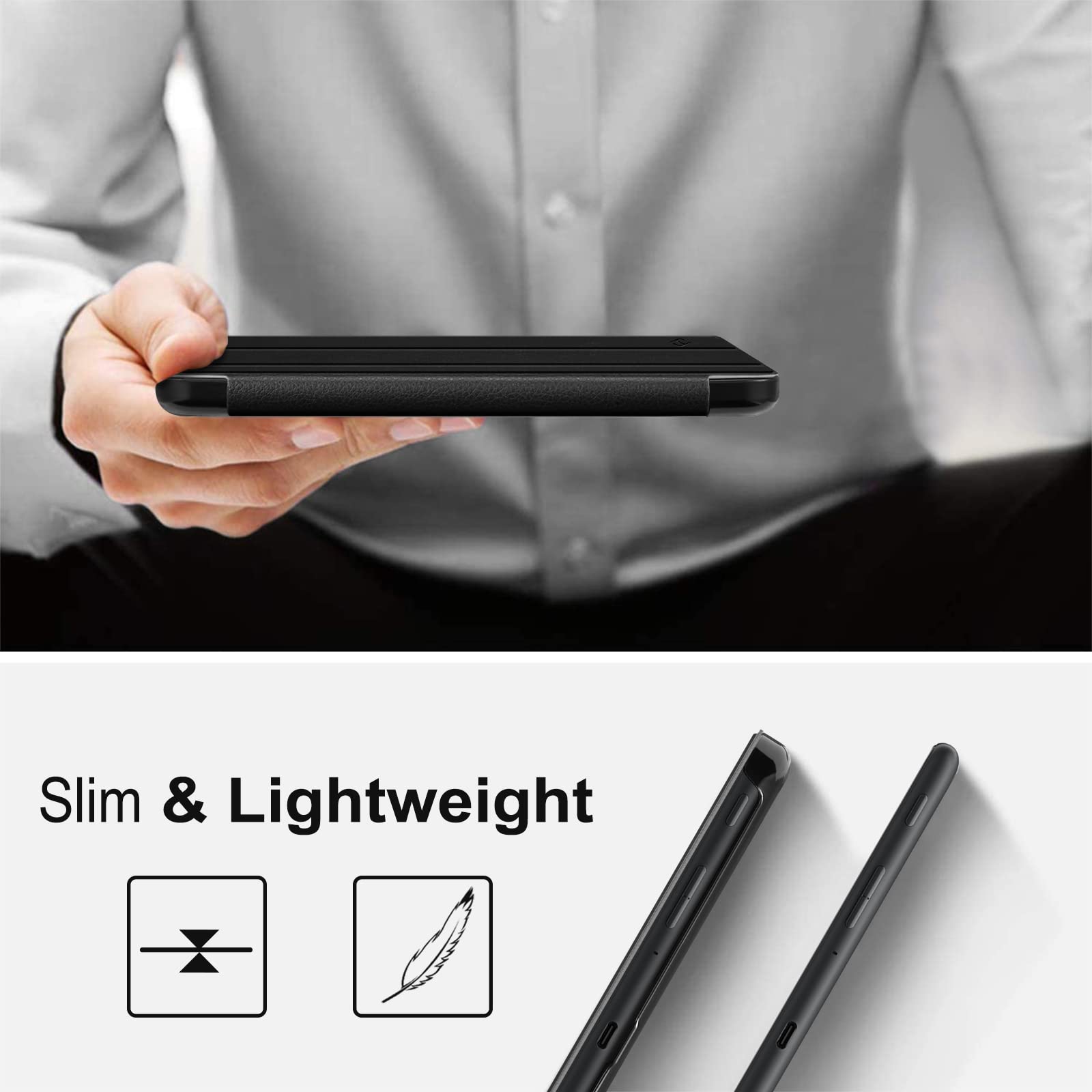 Fintie Slim Case for Kindle Fire HD 8 & Fire HD 8 Plus Tablet (12th Generation 2024/2022 & 10th Generation 2020 Release) - Ultra Lightweight Slim Shell Stand Cover with Auto Wake/Sleep, Black