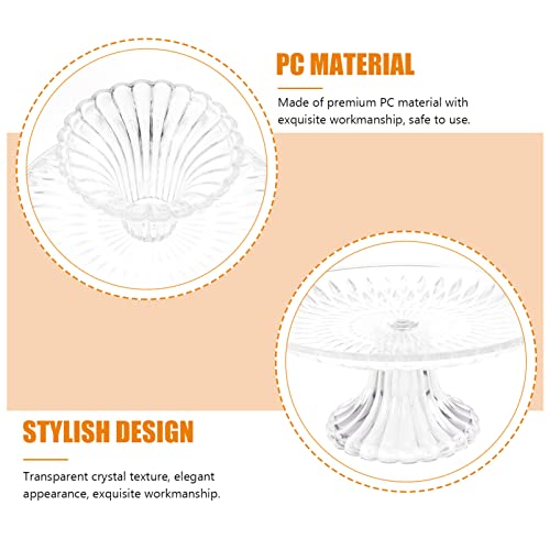 DOITOOL 2Pcs Glass Footed Platter Crystal Footed Cake Plate Platter Round Footed Cake Stand Clear Serving Dish Platter for Home Kitchen (Transparent)