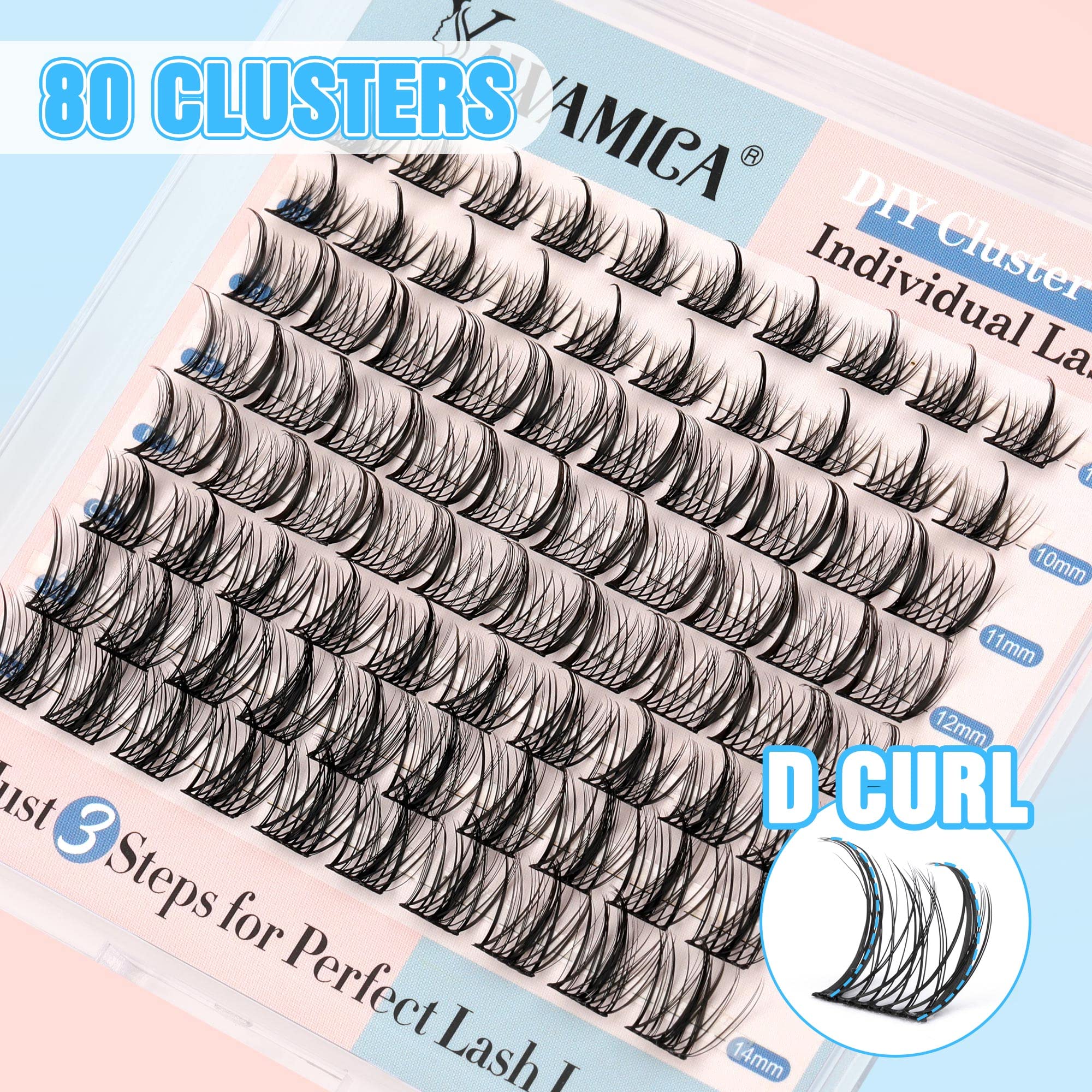 Colored Cluster Lashes Individual Lashes D Curl Colored Lash Extensions 14-16mm Lash Clusters 100pcs DIY Eyelash Extension at Home by Yawamica