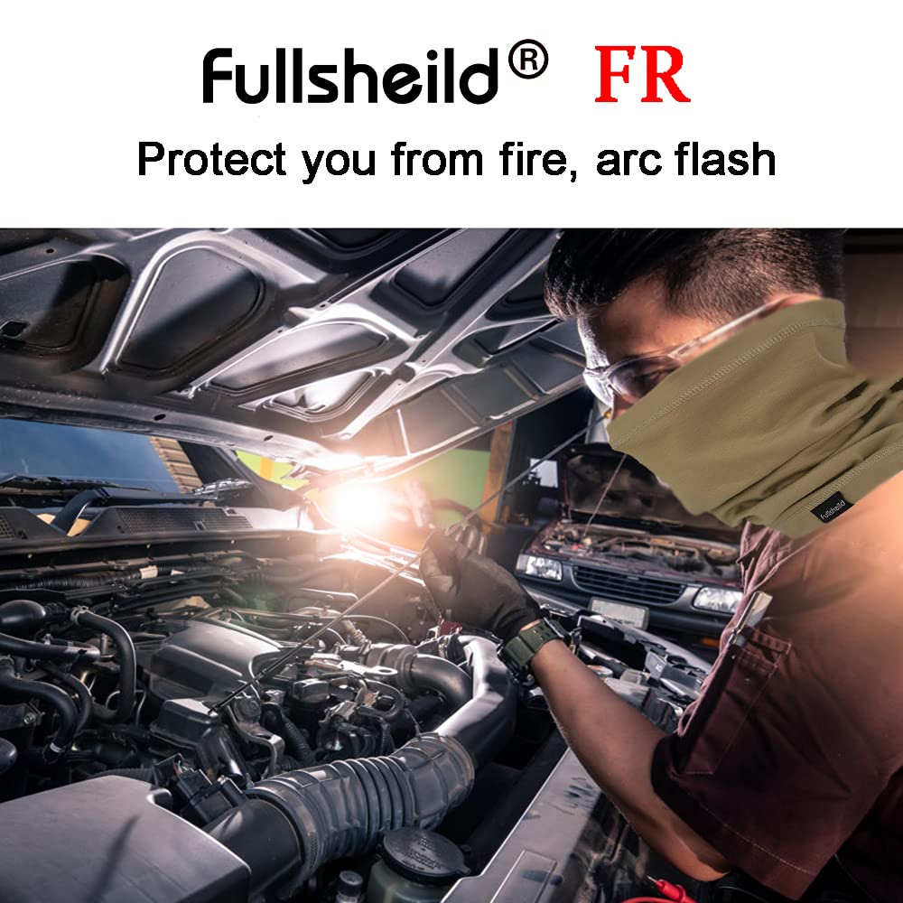 Fullsheild FR Face Mask 12CAL Flame Resistant Full Cover Neck Gaiter Snood for Tactical Motorcycling Welding Hunting Army Military Working Black One Size