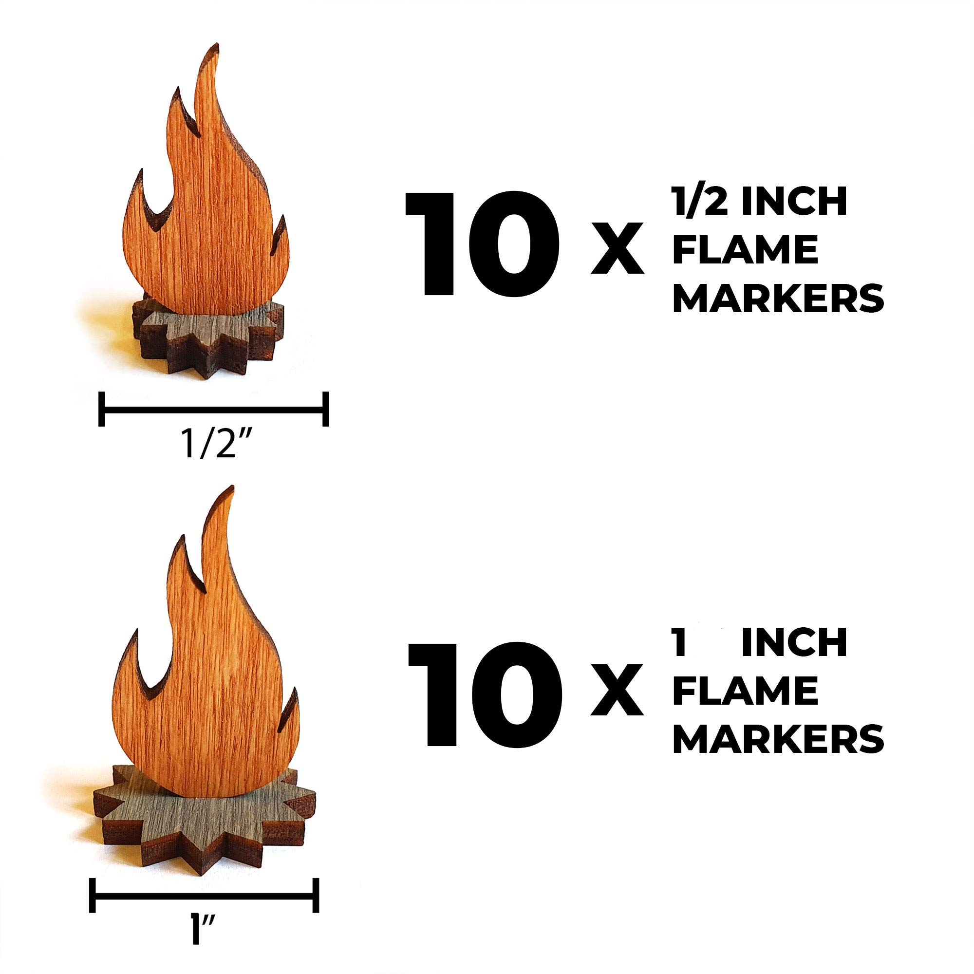 SMONEX 20 Wooden Mini Flame Markers - Spell Effects and Game Markers for Use with Dungeons and Dragons Board Game, Pathfinder, Warhammer, and Other Tabletop RPG β Accessories for D&D