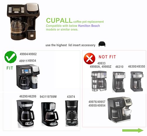 Coffee Machine Replacement 12CUP Glass Carafe, Fit With Hamilton Beach 49902/04 Coffee Maker, 12 cup coffee maker 46299/46290,43874