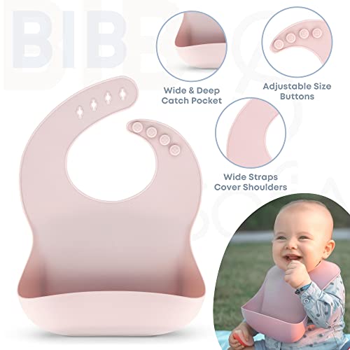 SofiAl Baby Led Weaning Supplies - Silicone Baby Feeding Set - Suction Bowl Divided Plate Bib Spoon Fork Straw Sippy Cup - Toddler Self Feeding Utensils - Infant First Stage Blw Dish 6 Months β 11pcs