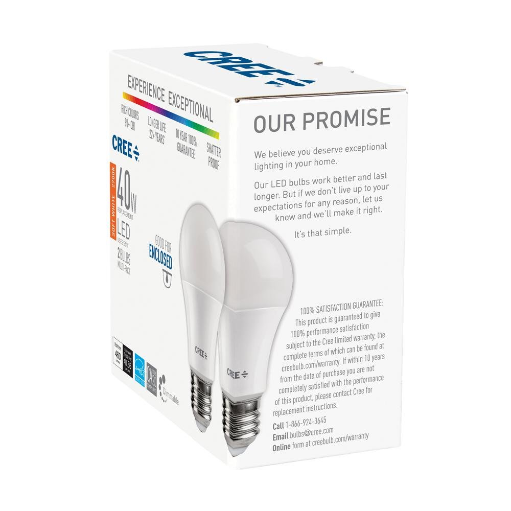 Cree Led 40W Replacement A19 Soft White (2700K) Dimmable Light Bulb (4-Pack)