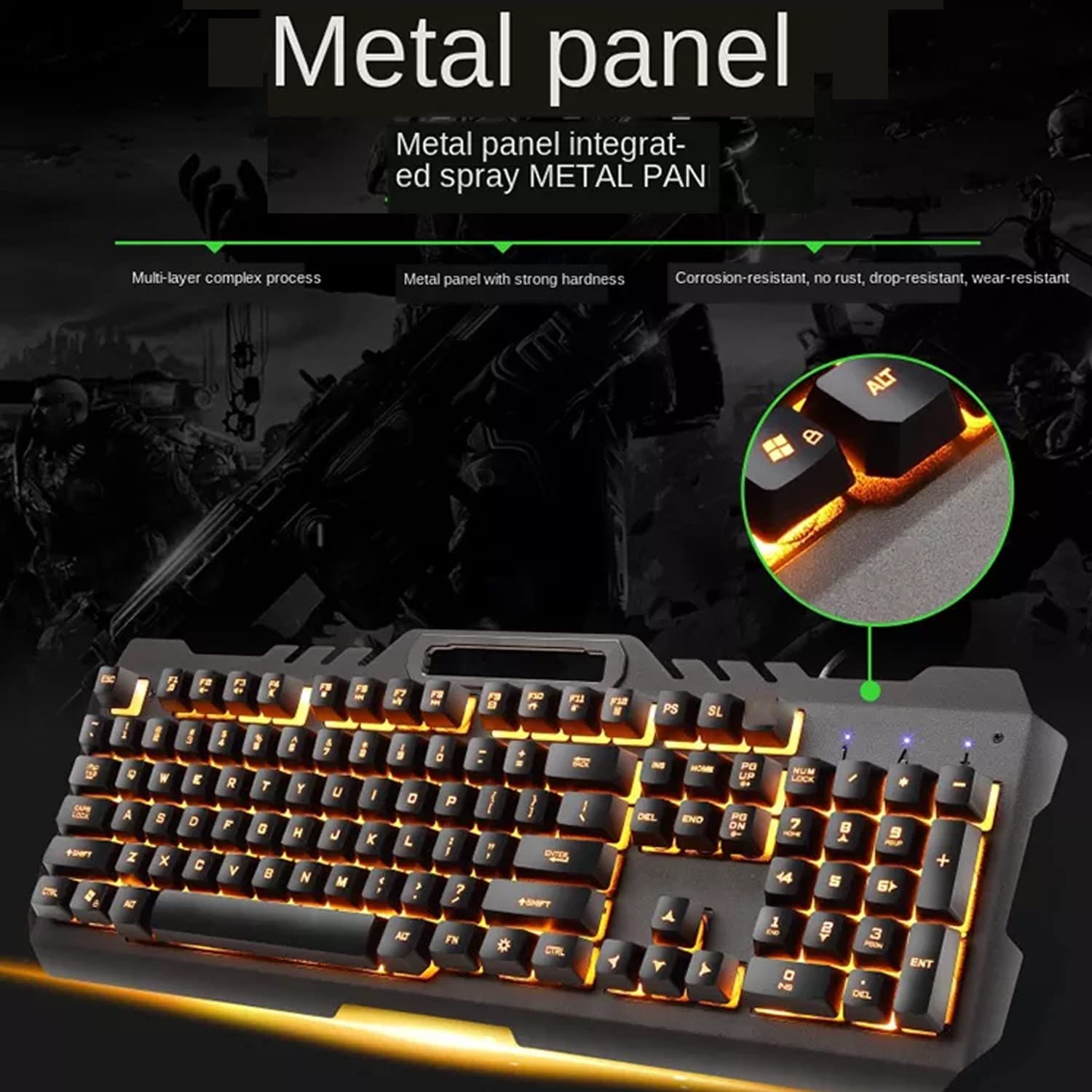 EXHNLE Wired USB Mechanical Feel Computer Keyboard Mouse Sets, RGB Rainbow Backlit Keyboard, with 104 Key Computer PC Gaming Keyboard for PC/Laptop (Color : Black)