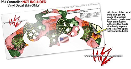 WraptorSkinz Vinyl Decal Skin Compatible with Sony PS4 Controller PlayStation 4 Original Slim and Pro Famingos and Flowers Pink (Controller NOT Included)