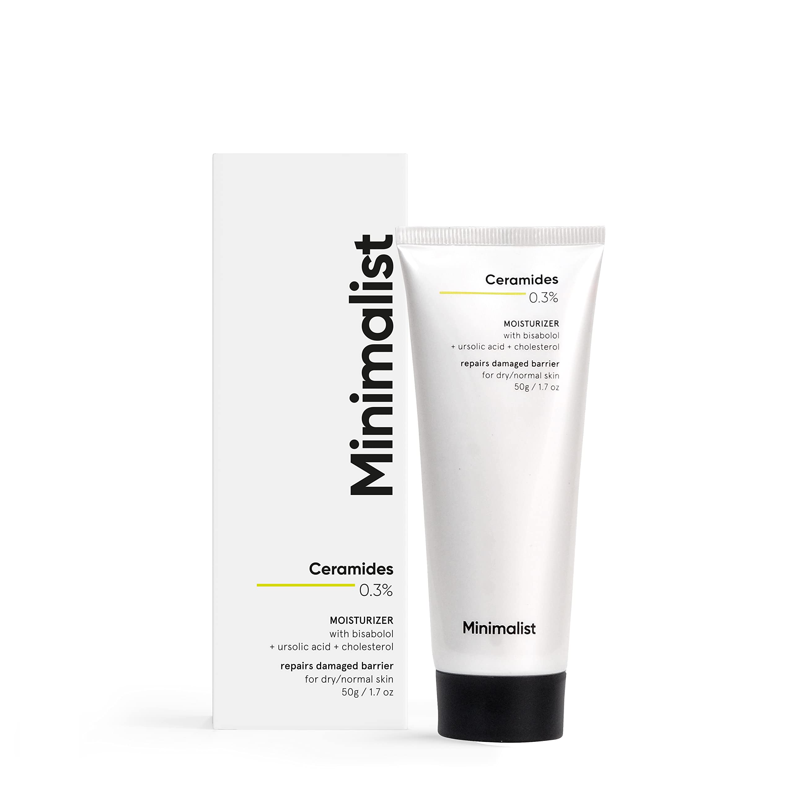 Minimalist 0.3% Ceramide Bisabolol Face Moisturizing Cream For Barrier Repair & Deep Moisturization | For Dry to Normal Skin Type | For Women & Men | 1.7 Oz / 50 gm