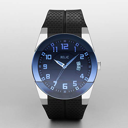 Relic by Fossil Men's Jake Stainless Steel Analog-Quartz Silicone Strap, Black, 22 Casual Watch (Model: ZR11861)