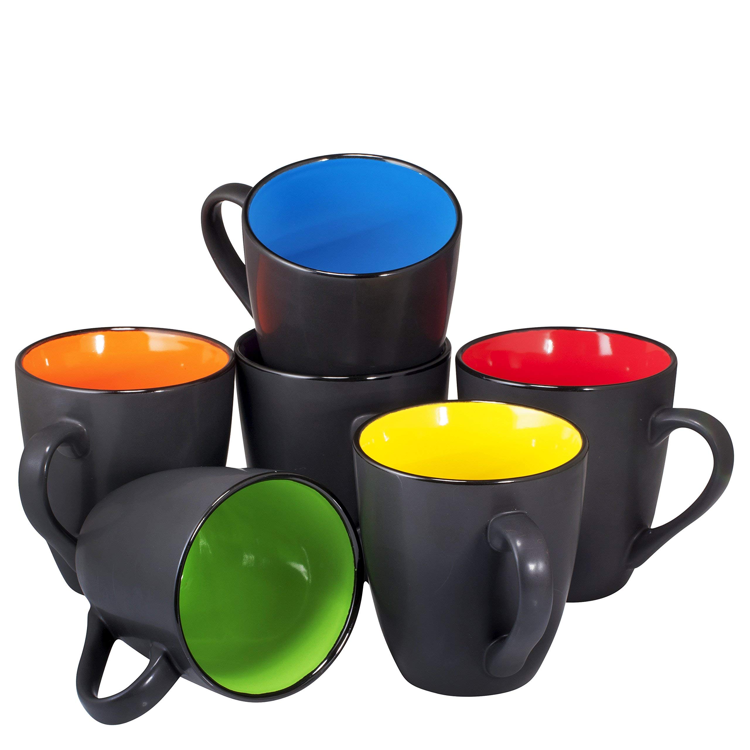 Bruntmor 24 Ounce Black Ceramic Coffee Mugs Set of 4, Best Oversized Coffee Mugs, Ideal for Large Latte, Birthday Gift, Party Occasion, Sturdy Handles, Tea Cups