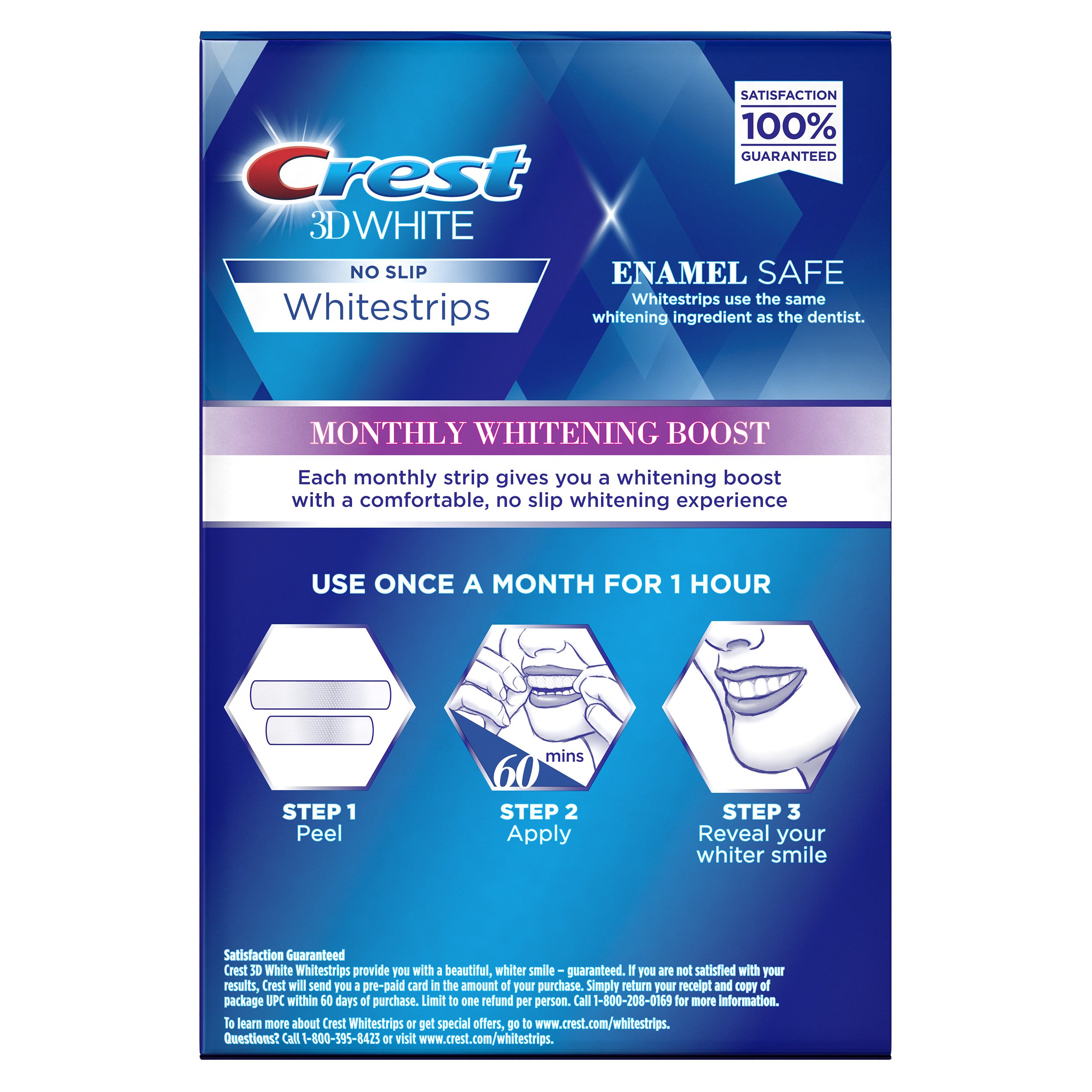 Crest 3D White Monthly Whitening Boost Dental Kit, Teeth Whitening Strips Kit, 12 Treatments