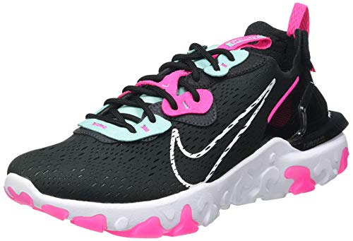 NIKE Women's NSW React Vision Running Shoe, Dk Smoke Grey White Pink Blast Tropical Twist Black, 7.5