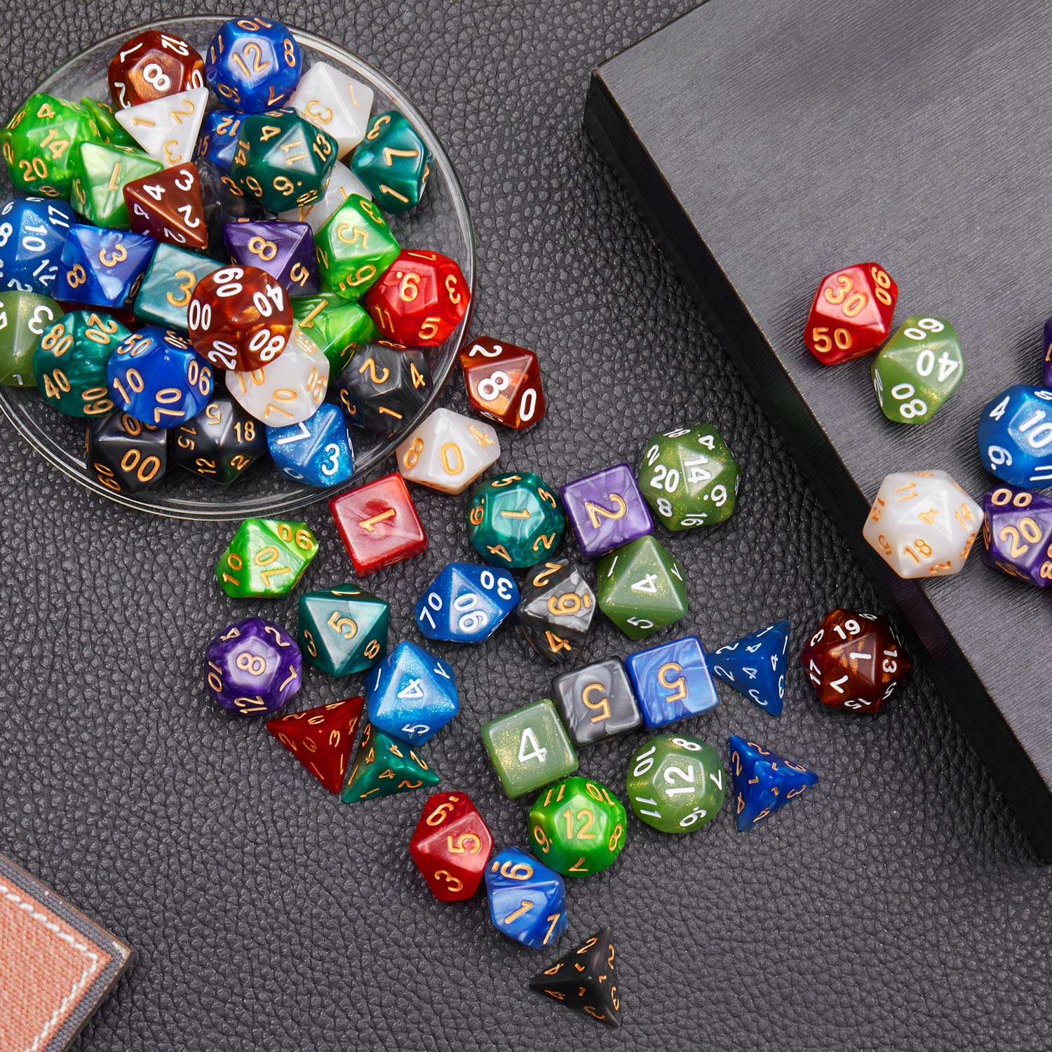 DND Dice Sets, 10 X 7 Sets (70 Pieces) Polyhedron Dice for Dungeons and Dragons RPG MTG D&D Tabletop Game with 1 Big Pouch D4 D8 D10 D12 D20