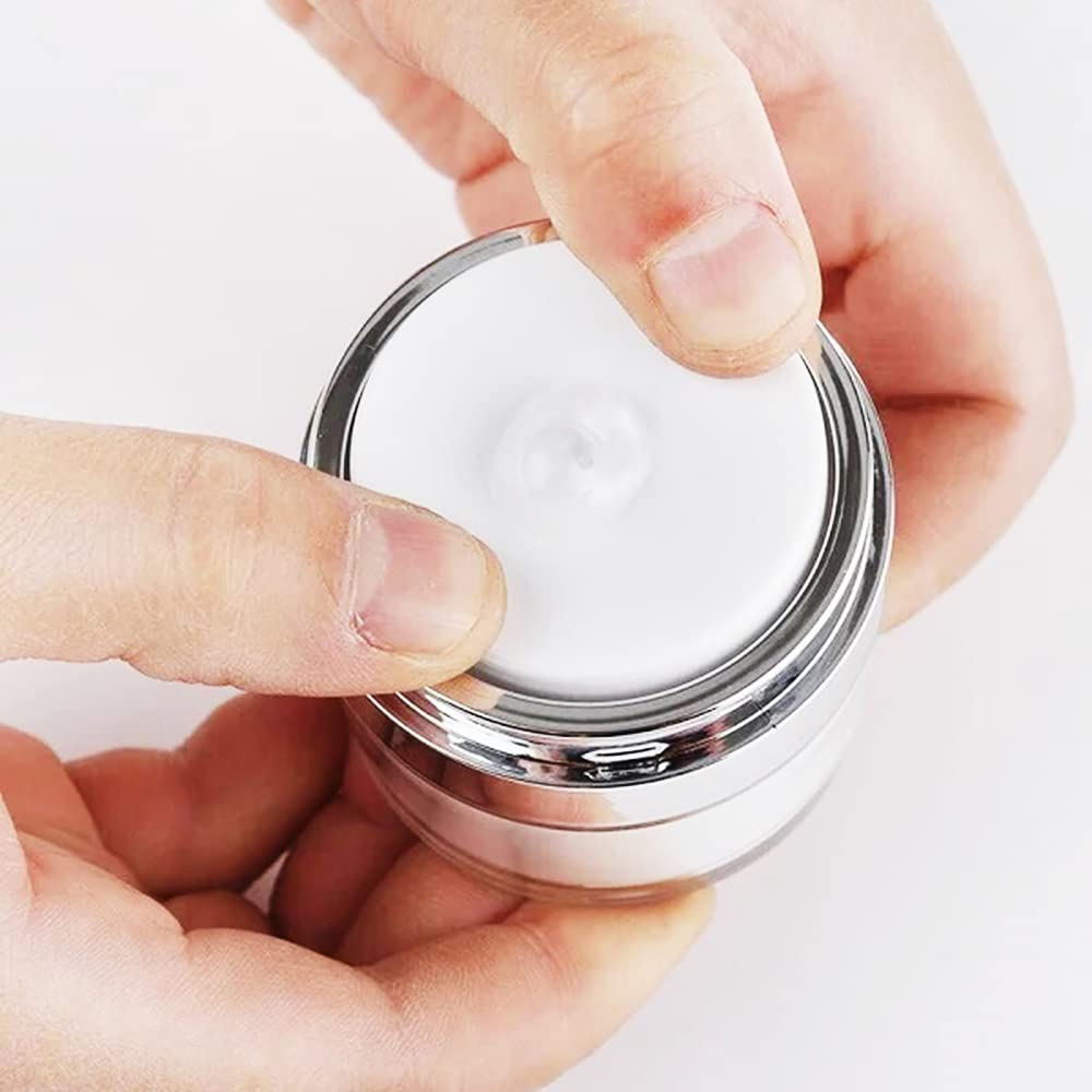 Cream Jar Vacuum Bottle Cosmetics Sub Bottle Travel Portable Press Lotion Bottle Refillable Cosmetic Cream Container Leak-Proof & Airtight (15ML, 2PCS)