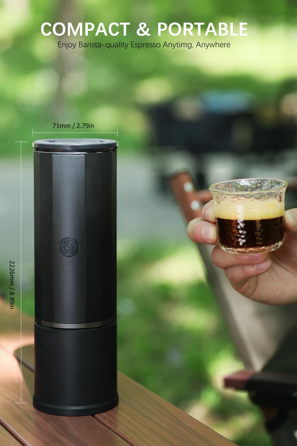Electric Portable Espresso Machine, 15 Bar Mini Coffee Maker, One Button Start, USB-C & Car Charger, Lightweight Espresso Maker for Camping, Office,Travel, RV, Hiking, Office(Capsules not Included)