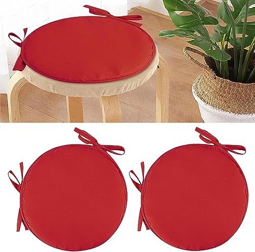 Indoor Outdoor Chair Cushions Set of 4/2, Round Chair Cushions with Ties,Round Chair Pads for Dining Chairs,Round Seat Cushion,Garden Bistro Chair Cushions Set for Furniture (4PCS C, One Size)