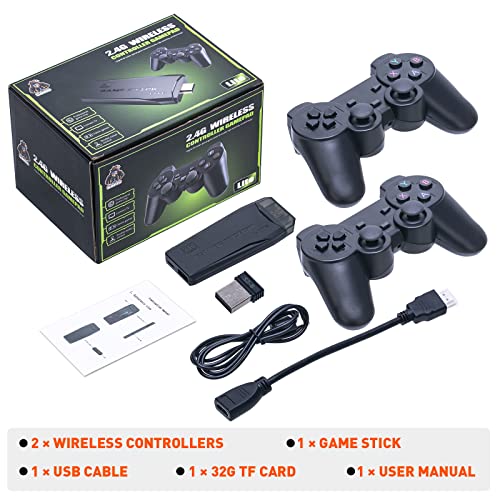 Retro Video Game Console, Ombsyej Wireless Handheld Game Console, 3500+ Classic Game, 2.4G Wireless Controllers, 7 Emulator Consoles, HDMI Output TV Video, Ideal Gift for Kids and Adults, 32G