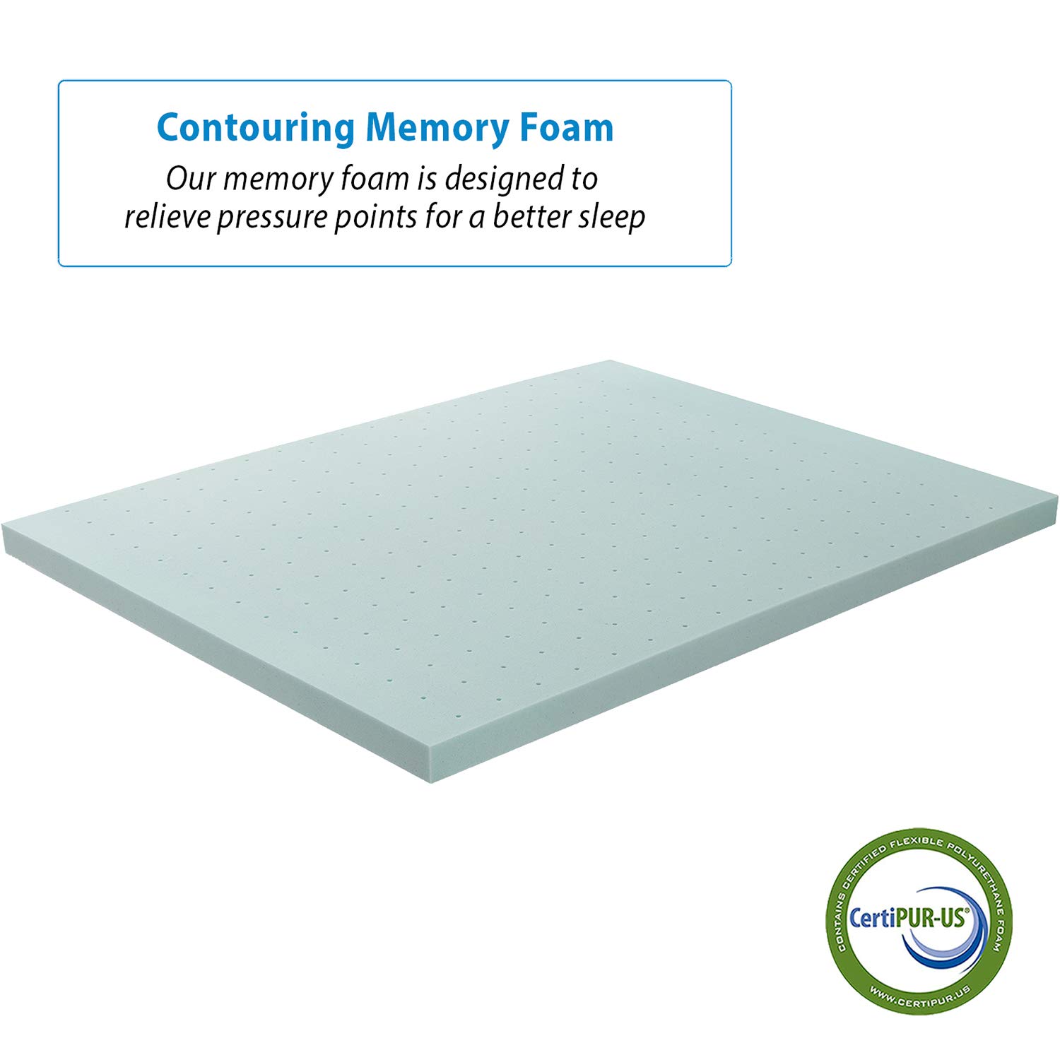Nestl Bedding Mattress Topper, 2 Inch Memory Foam Topper, Gel Infused Memory Foam Mattress Topper, Ventilated Design Mattress Pad, Twin, Blue