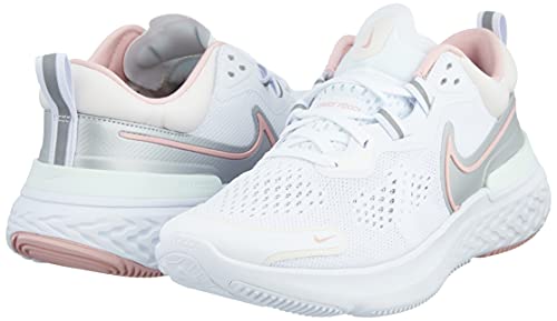 Nike Women's React Miler 2 Shoes, White/Pink, 10.5