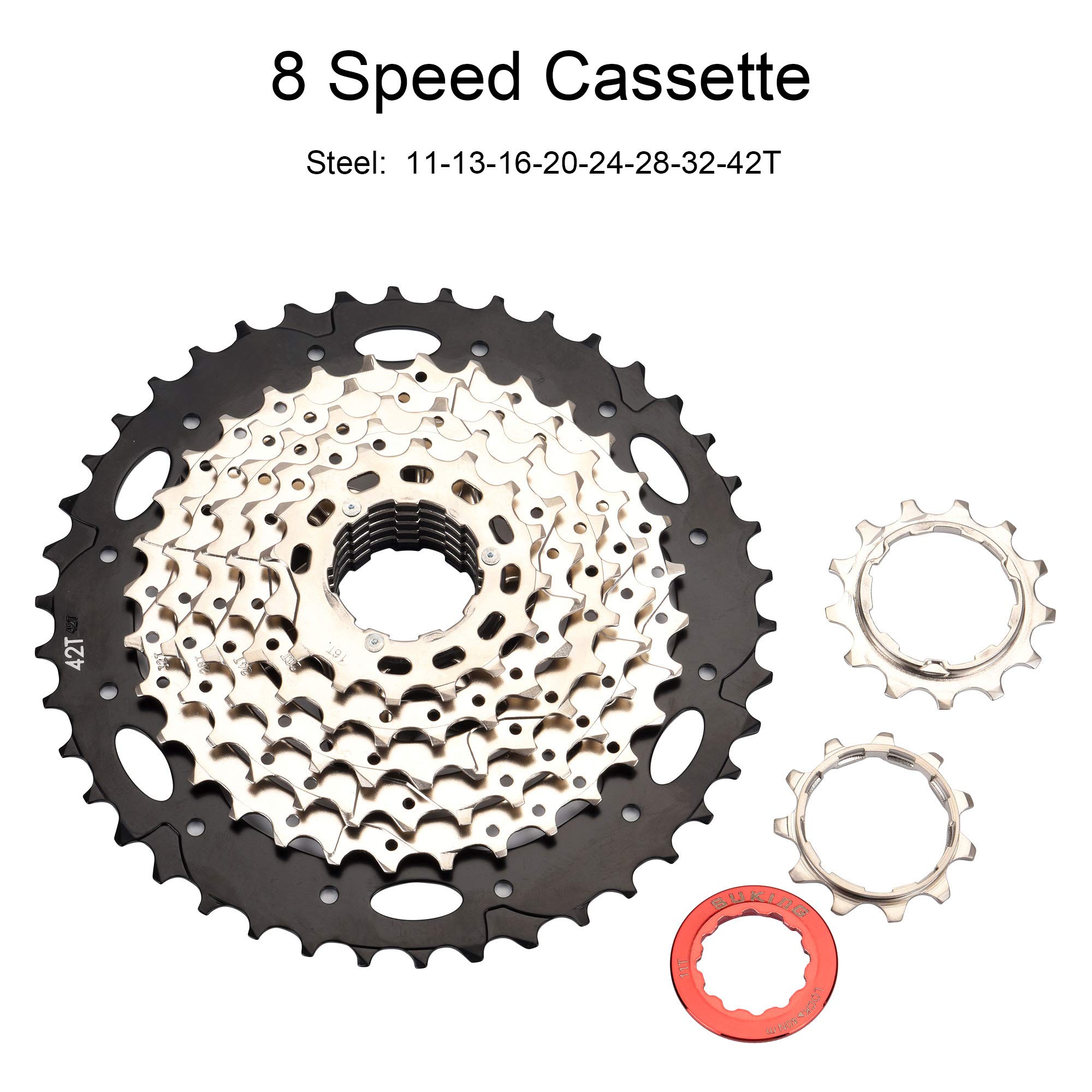 CYSKY 8 Speed Cassette 8Speed 11-42 Cassette Fit for Mountain Bike, Road Bicycle, MTB, BMX, Sram Sunrace Shimano ultegra xt (Light Weight)