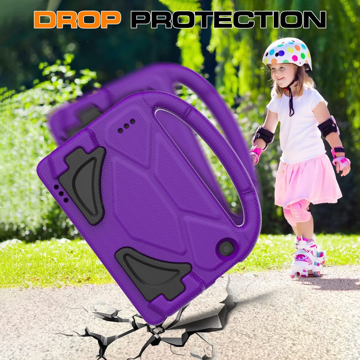 Fire 7 Tablet Case for Kids, YIHE Case for Amazon Fire 7 2019/2017/2015 (7 inch, 9th/7th/5th Generation), Lightweight Shockproof Protective Case with Handle Stand for Fire 7" Tablets, Purple