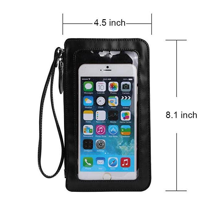 PU Leather Spacious Crossbody Bag Cell Phone Purse Shoulder Handbag Multi-Functional Wallet Case Adjustable Strap Wristlet Bag For Travel, Dating,Fan Shopping, Work (black)