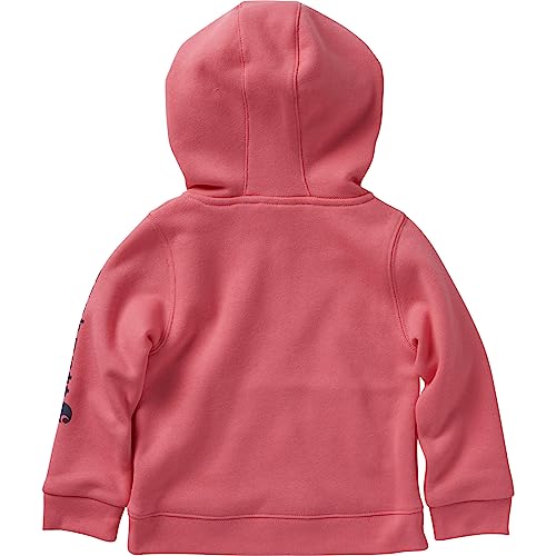 Carhartt Girls' Baby Long-Sleeve Half-Zip Hooded Sweatshirt, Pink Lemonade, 6 Months