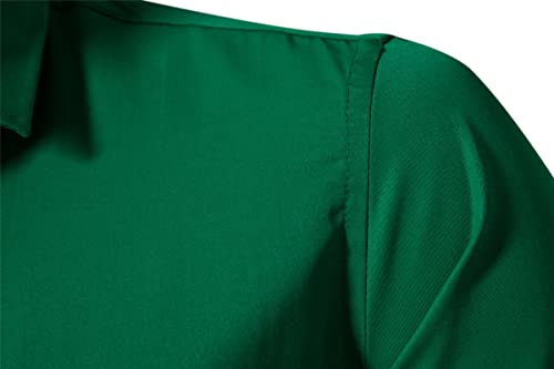 DELCARINO Men's Muscle Fit Dress Shirts Long Sleeve Casual Slim fit Button Down Shirt Green Medium